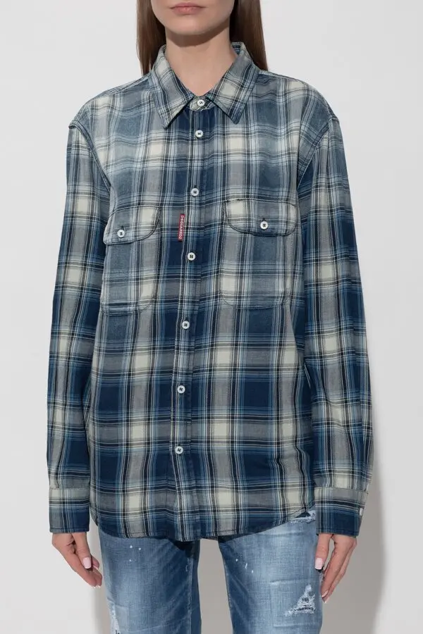 Dsquared2 Plaid Cotton Shirt - Blue