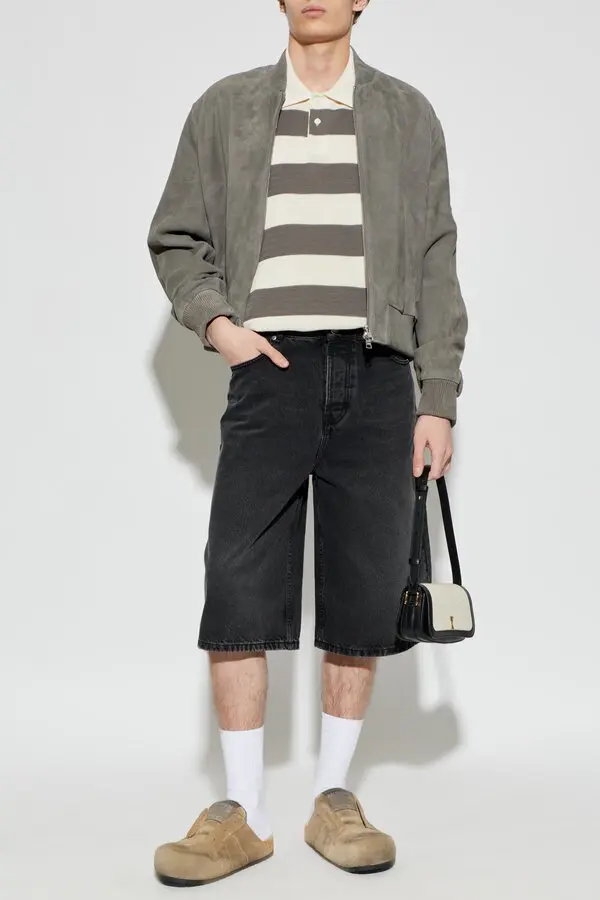 AMI Paris Loose Fit Denim Shorts - Black