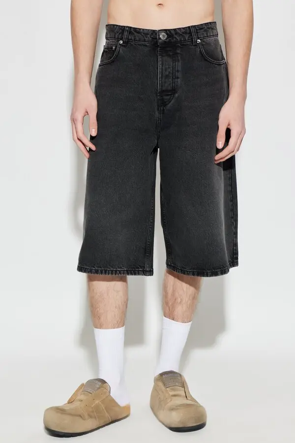 AMI Paris Loose Fit Denim Shorts - Black