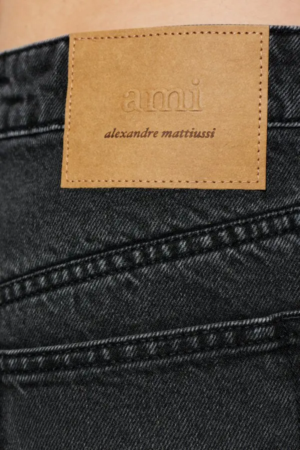 AMI Paris Loose Fit Denim Shorts - Black