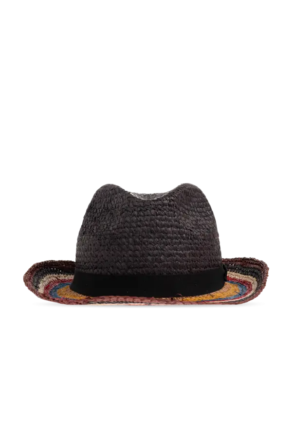 Paul Smith Wide Brim Straw Hat - Black