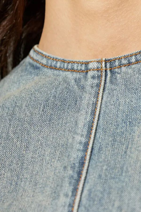 Alaïa Denim Top With Tie Detail - Blue
