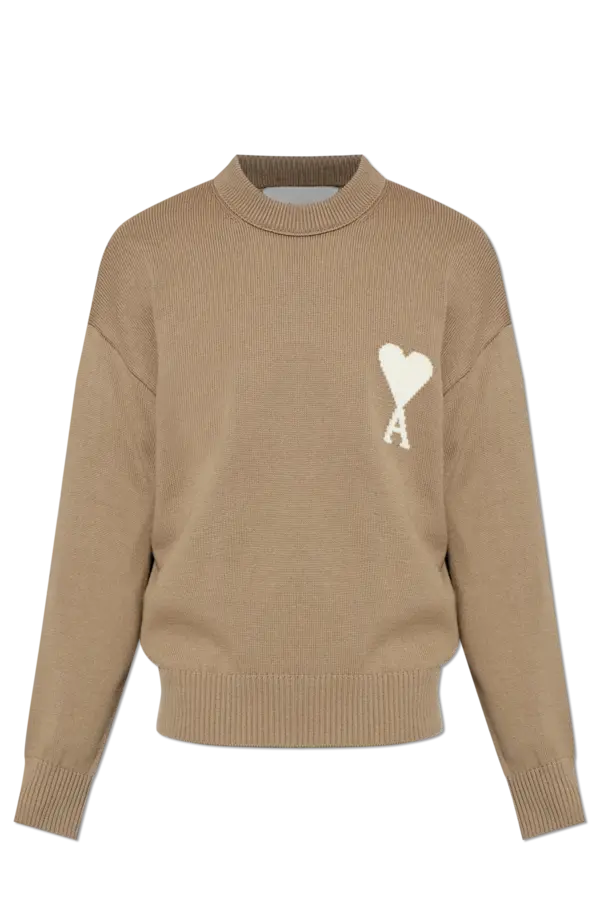 AMI Paris Sweater With Logo - Brown