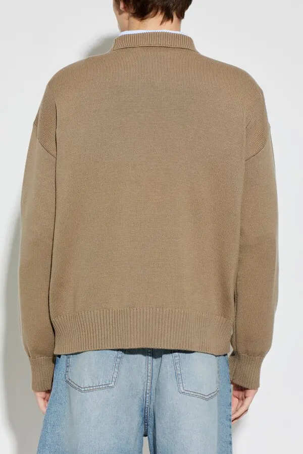 AMI Paris Sweater With Logo - Brown
