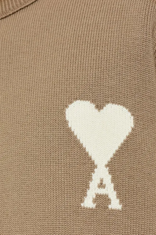 AMI Paris Sweater With Logo - Brown
