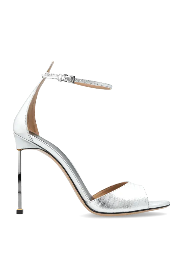 TOM FORD Leather Heeled Sandals - Silver