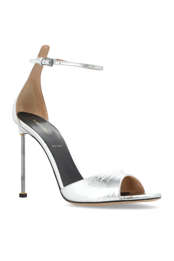 TOM FORD Leather Heeled Sandals - Silver