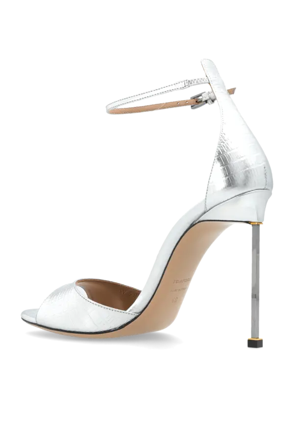 TOM FORD Leather Heeled Sandals - Silver