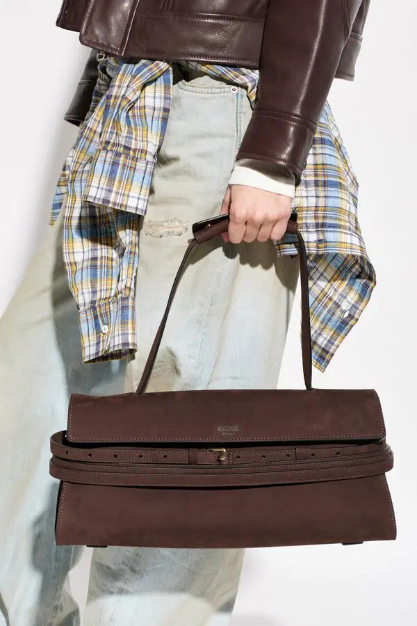 Moschino Suede Shoulder Bag - Brown