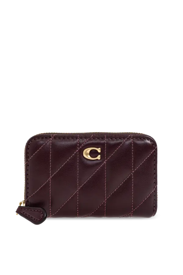 COACH Leather Wallet With Logo - Burgundy