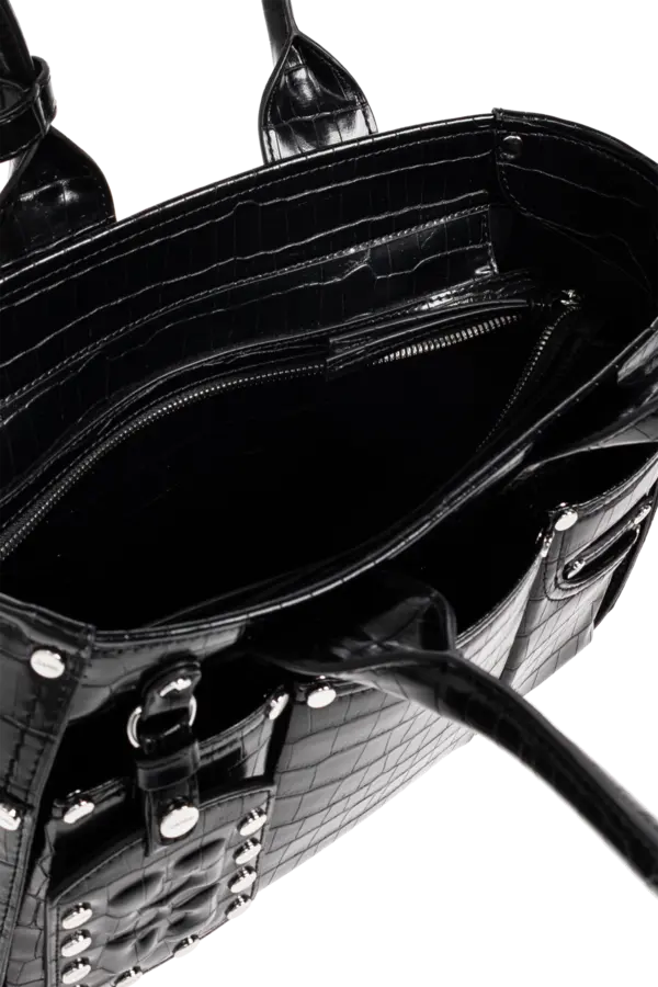 GANNI Croc-embossed Leather Shoulder Bag