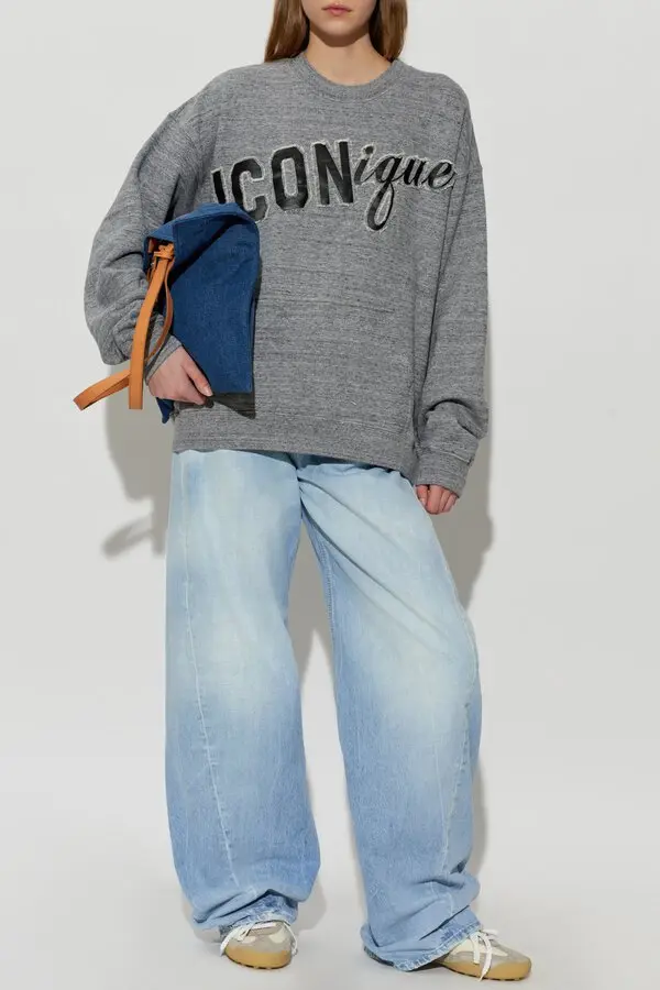 Dsquared2 Sweatshirt With "iconique" Inscription - Grey