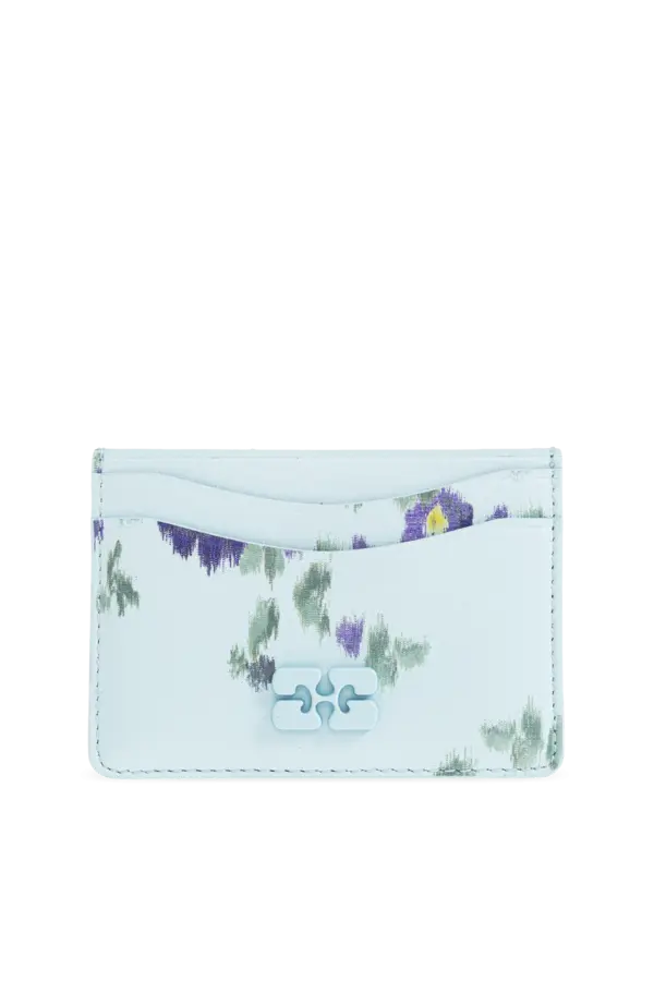 GANNI Card Case With Floral Motif - Blue