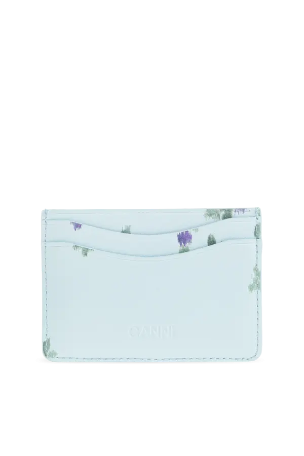 GANNI Card Case With Floral Motif - Blue