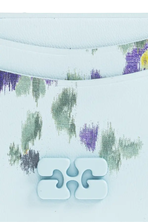 GANNI Card Case With Floral Motif - Blue