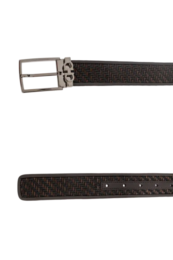 FERRAGAMO Braided Leather Belt - Brown