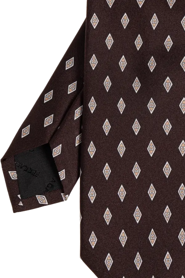 FERRAGAMO Silk Neck Tie - Brown