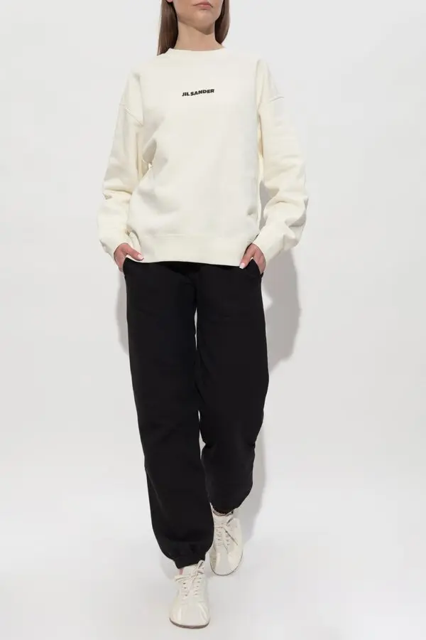 JIL SANDER Logo-printed Relaxed Fit Sweatshirt - Cream