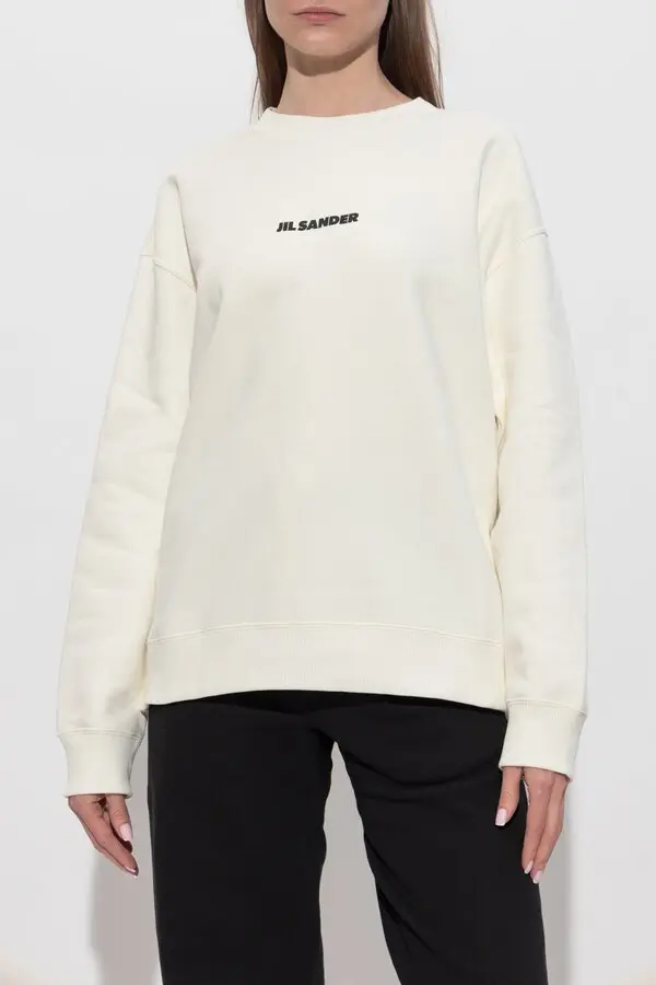 JIL SANDER Logo-printed Relaxed Fit Sweatshirt - Cream