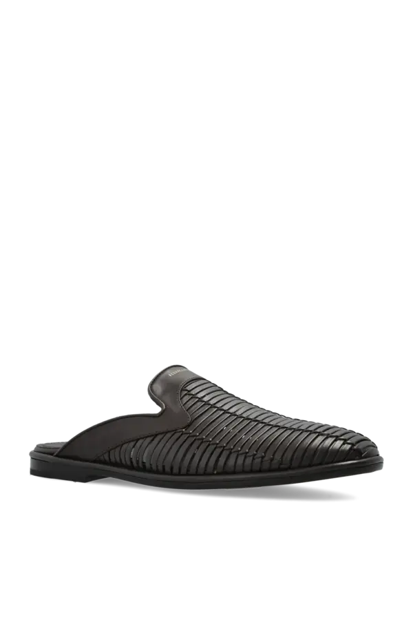 FERRAGAMO Leather Slides - Brown