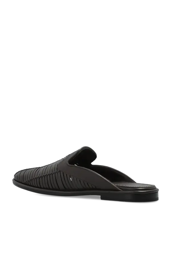 FERRAGAMO Leather Slides - Brown