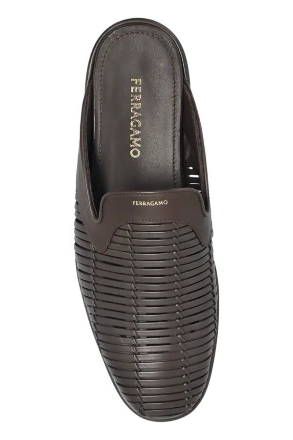 FERRAGAMO Leather Slides - Brown