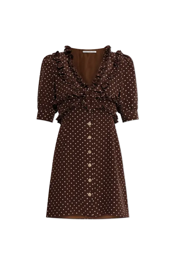 Alessandra Rich Silk Polka-dot Mini Dress - Brown