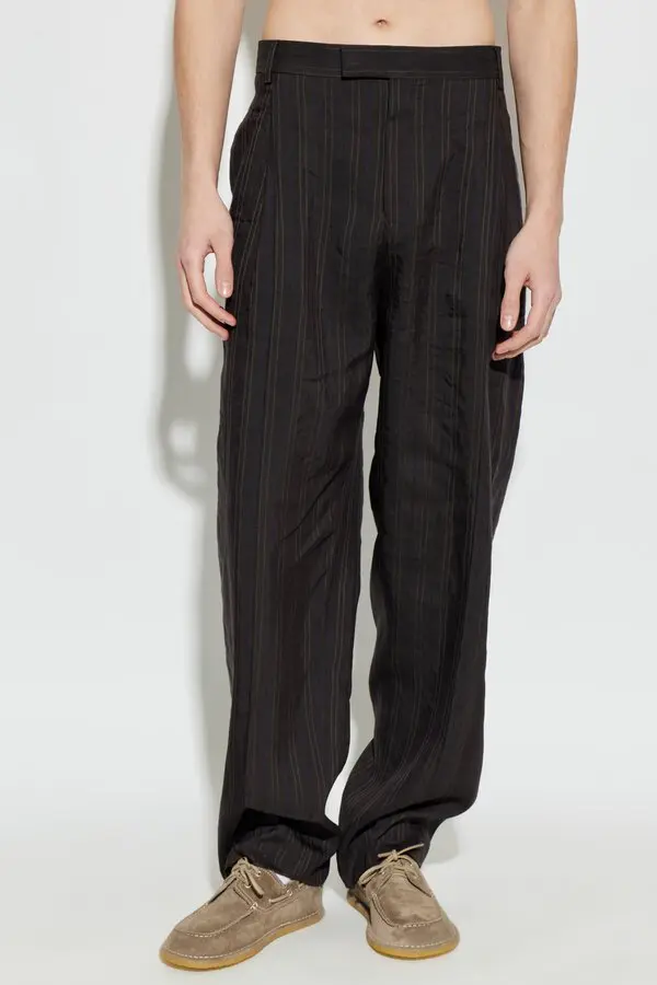 FERRAGAMO Striped Pattern Trousers - Brown