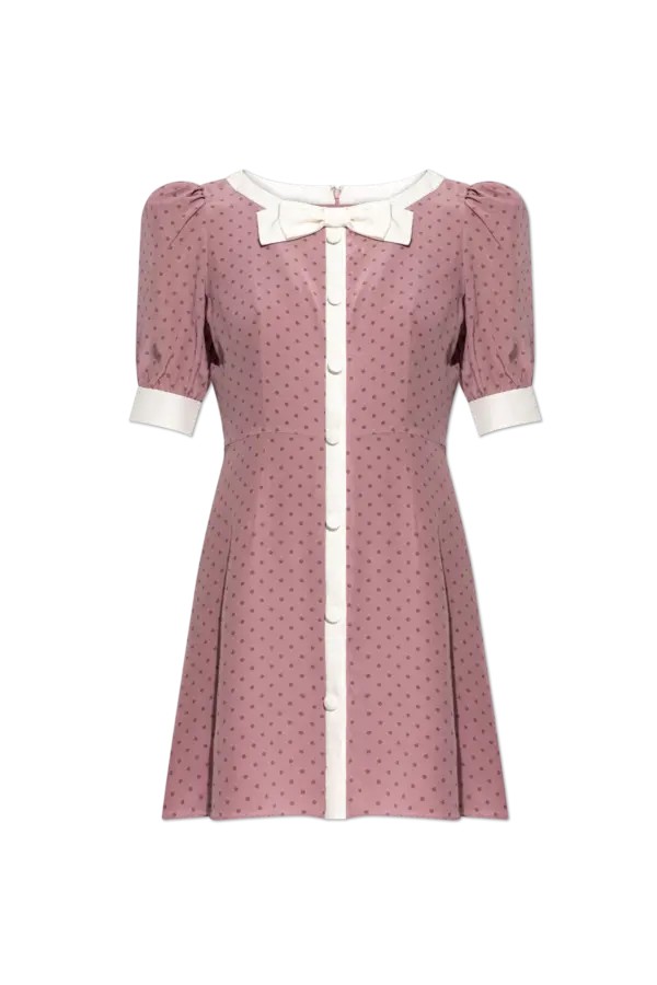 Alessandra Rich Silk Polka Dot Mini Dress - Pink