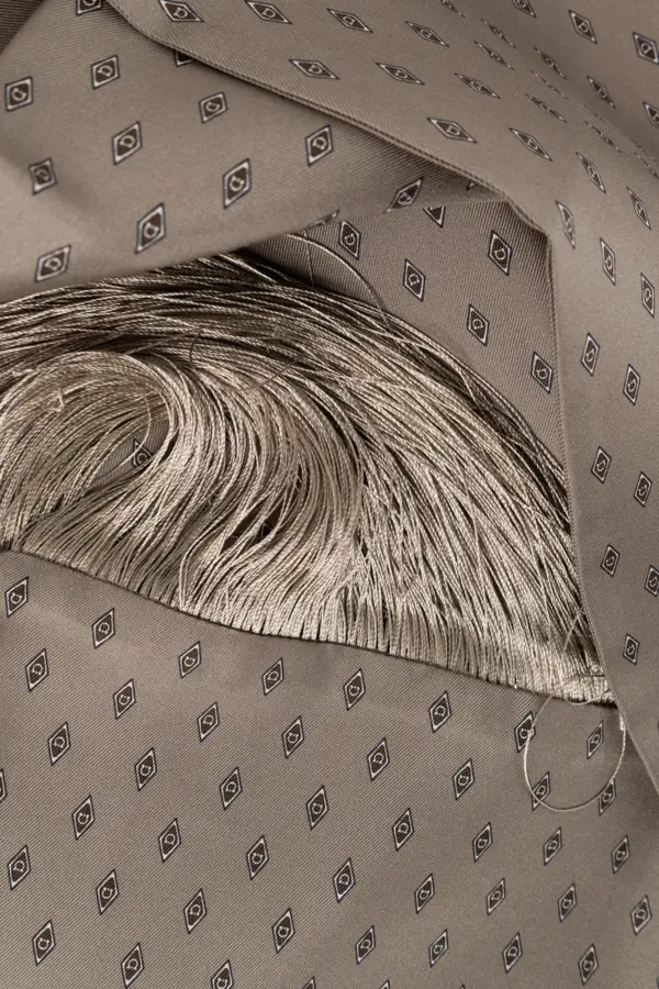 FERRAGAMO Silk Scarf With Fringes - Beige