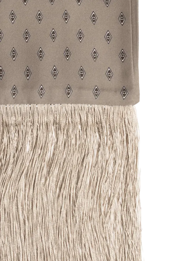 FERRAGAMO Silk Scarf With Fringes - Beige