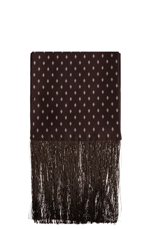 FERRAGAMO Silk Scarf With Fringes - Brown