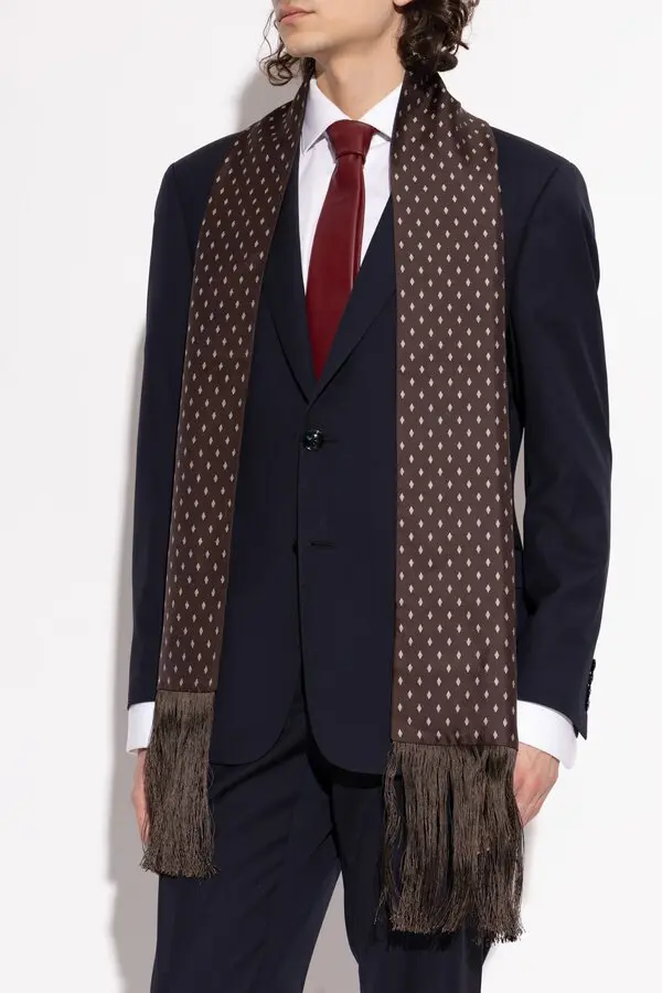 FERRAGAMO Silk Scarf With Fringes - Brown