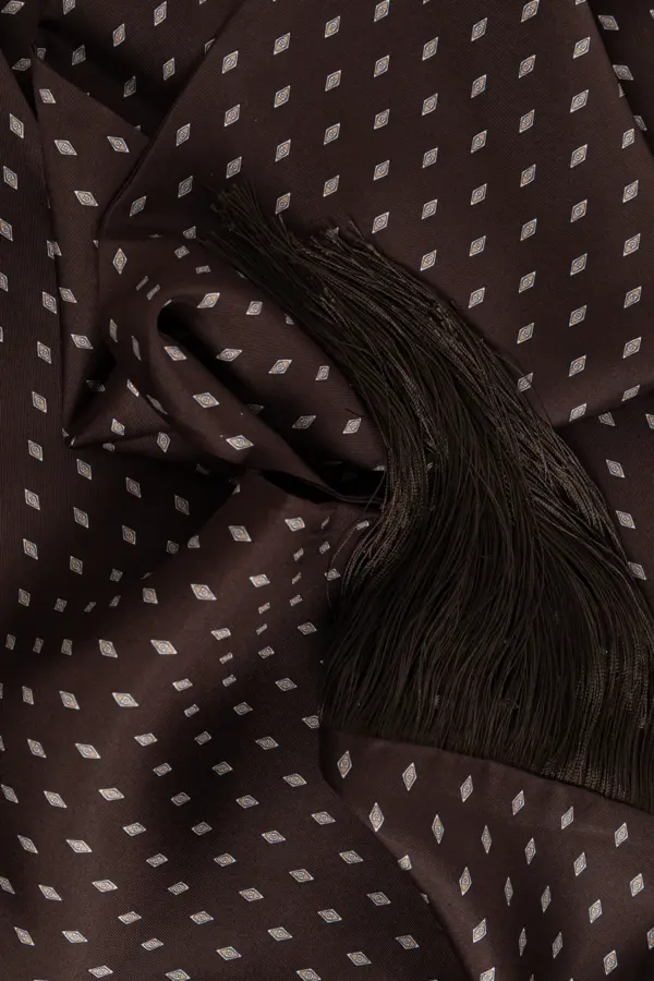 FERRAGAMO Silk Scarf With Fringes - Brown