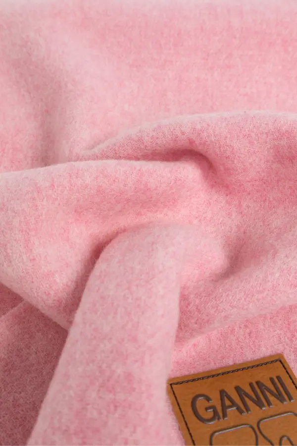 GANNI Wool Scarf With Logo - Pink