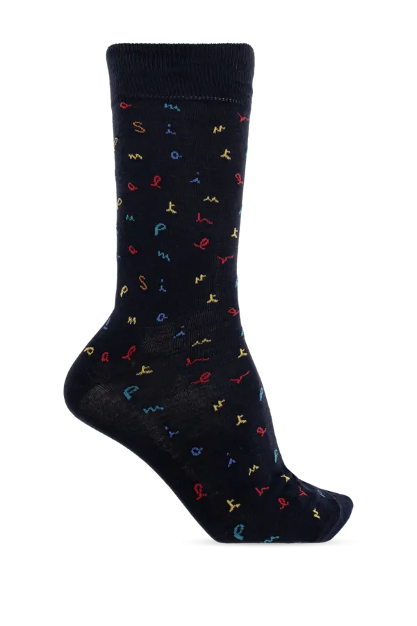 Paul Smith Cotton Crew Socks With Logo - Navy Blue