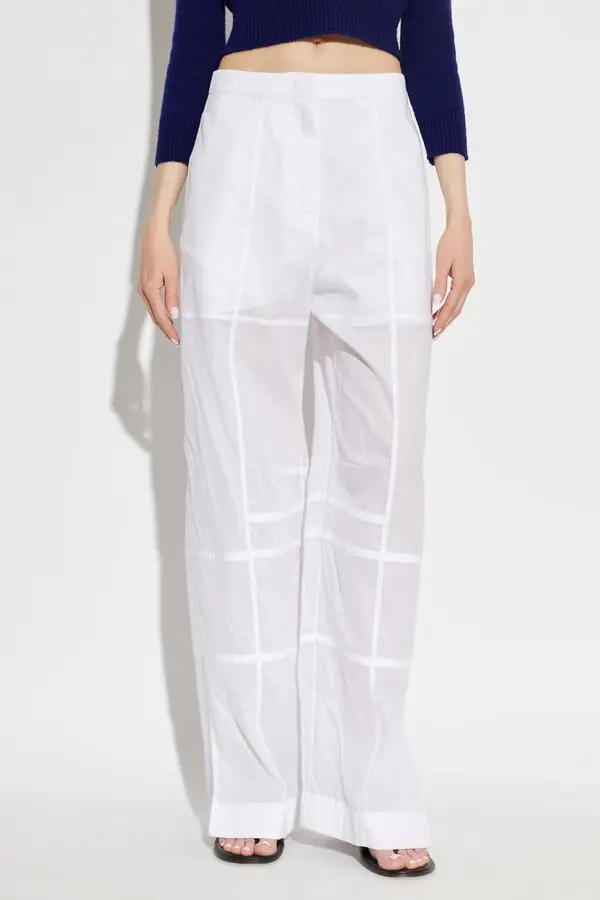 JIL SANDER Cotton Wide Leg Trousers With Slits