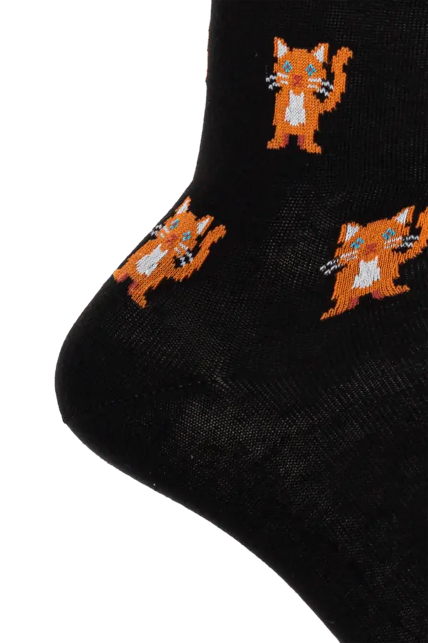 Paul Smith Cotton Socks With Appliqu - Black