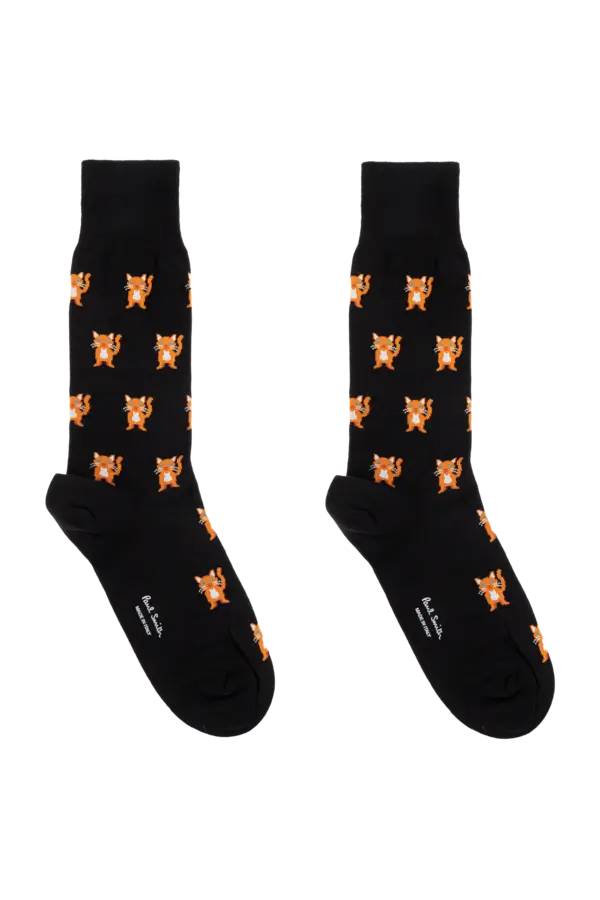 Paul Smith Cotton Socks With Appliqu - Black