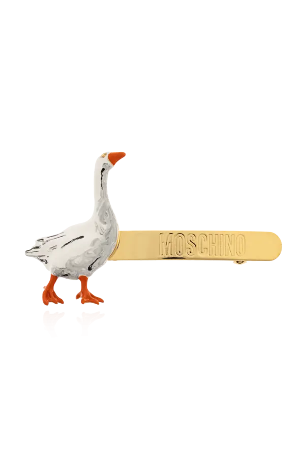 Moschino Goose Motif Hair Clip - White