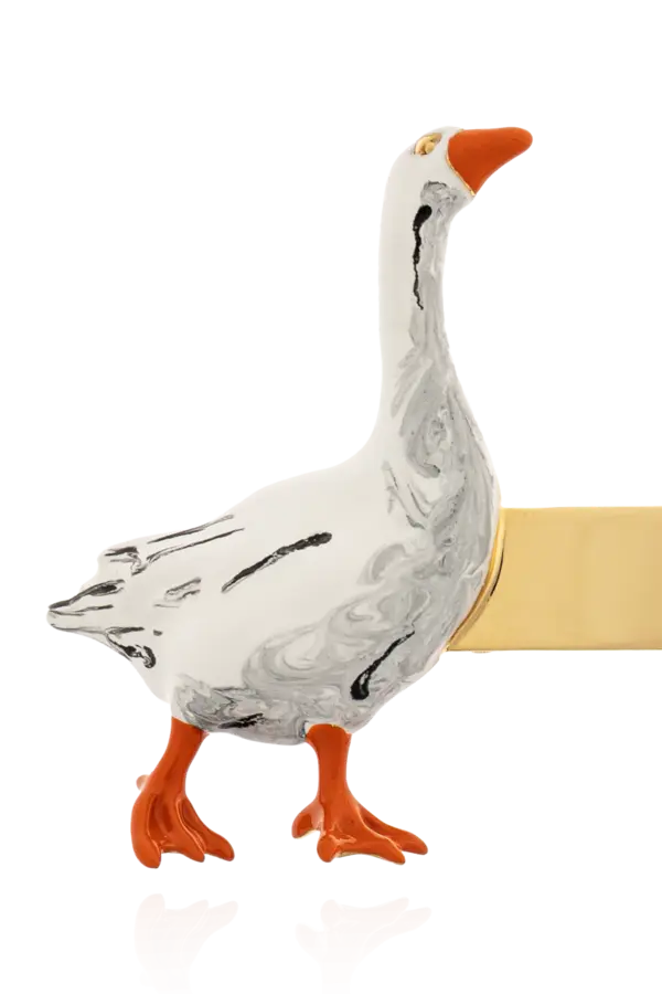 Moschino Goose Motif Hair Clip - White