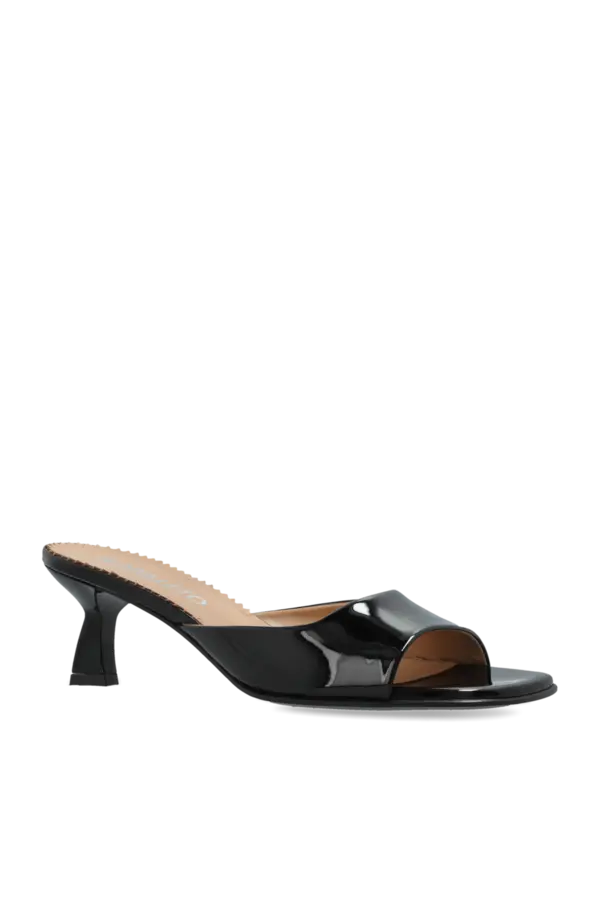 NODALETO Leather Heeled Mules - Black