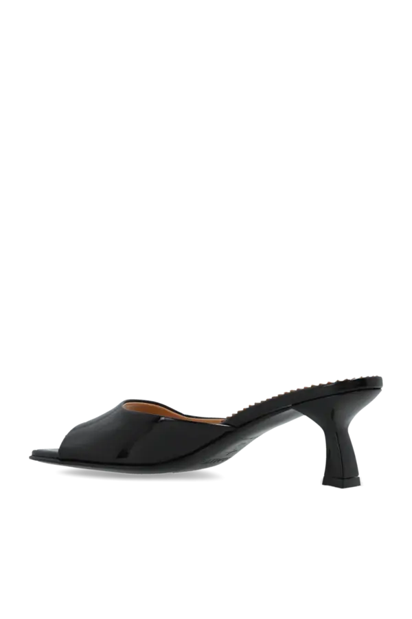 NODALETO Leather Heeled Mules - Black