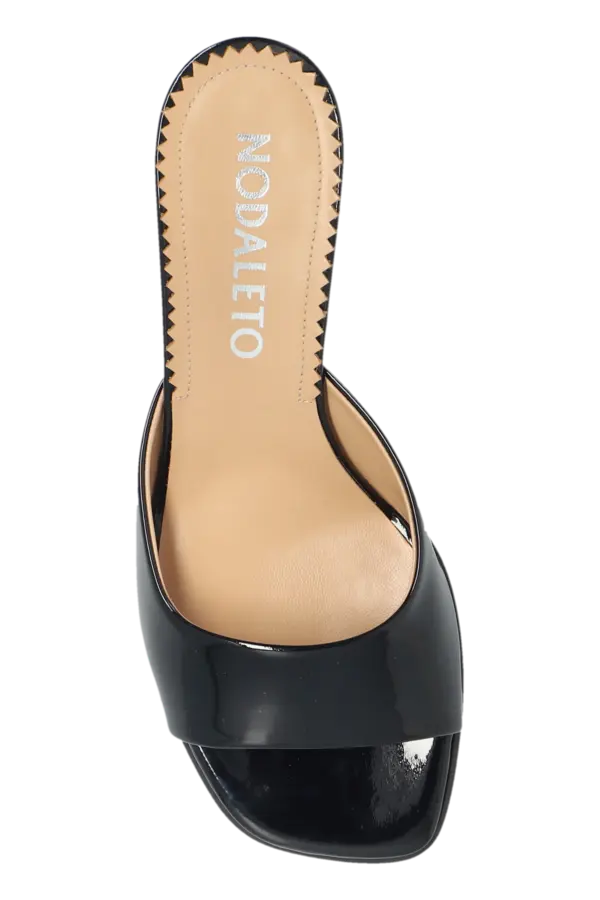 NODALETO Leather Heeled Mules - Black
