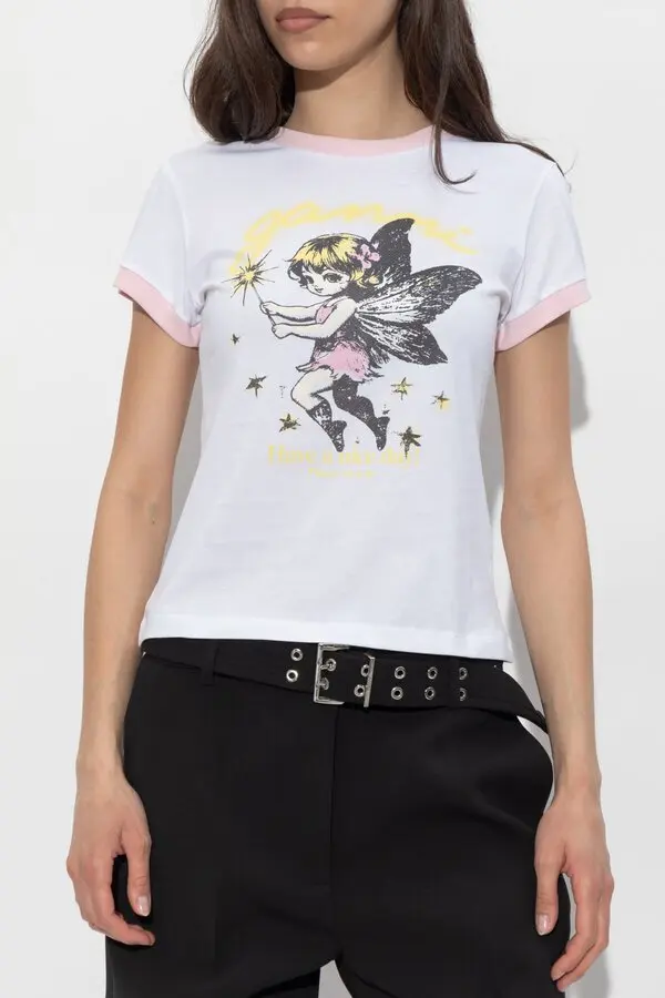 GANNI Printed T-shirt - White