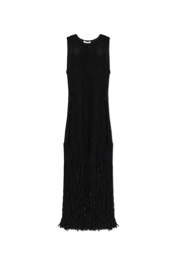 Alaïa Long-fringed Midi Dress - Black