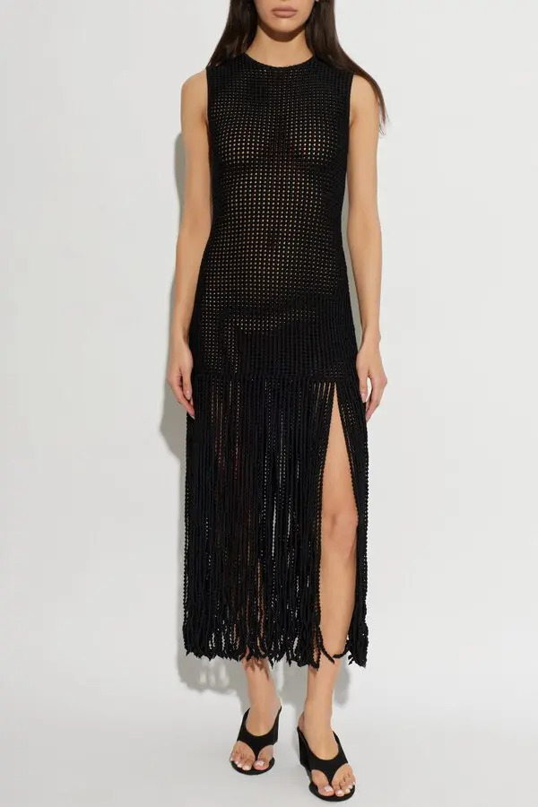 Alaïa Long-fringed Midi Dress - Black
