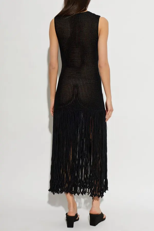 Alaïa Long-fringed Midi Dress - Black