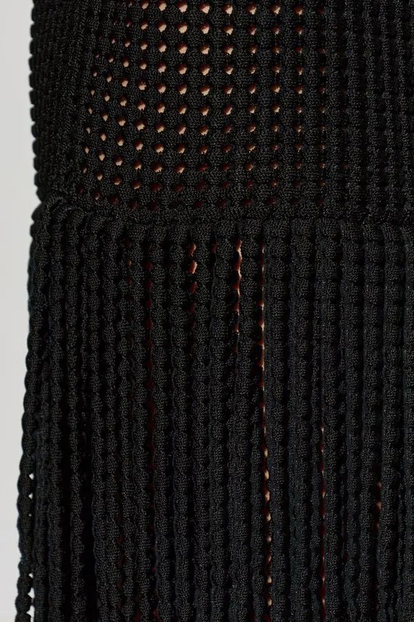 Alaïa Long-fringed Midi Dress - Black