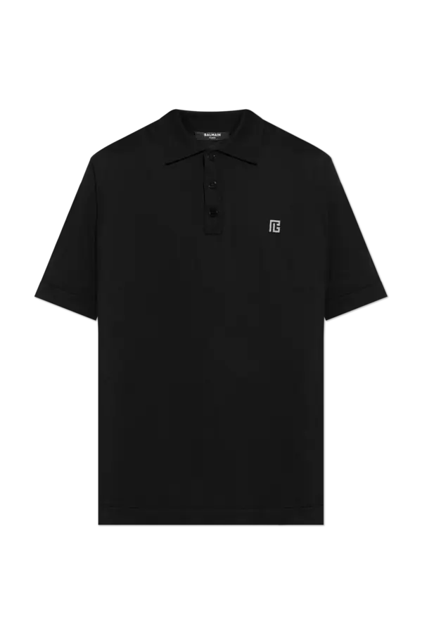 Balmain Polo With Logo - Black